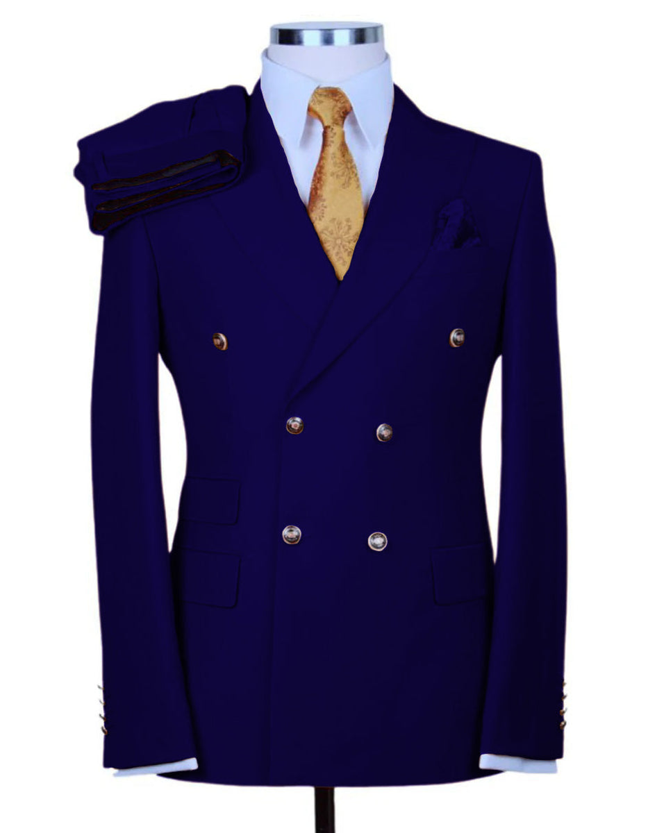 Designer Mens Double Breasted Gold Button Suit in Khaki – OvercoatUSA