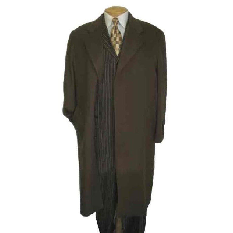 Mens Full Length Chocolate brown Overcoat Wool Topcoats – OvercoatUSA