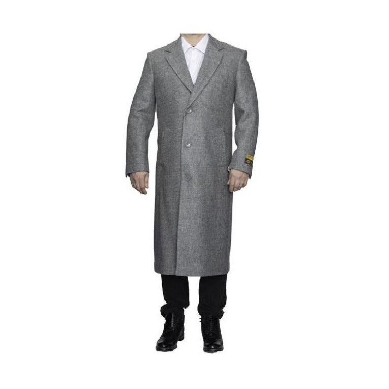 Mens Full Length Wool Light Grey Top Coat / Overcoat – OvercoatUSA