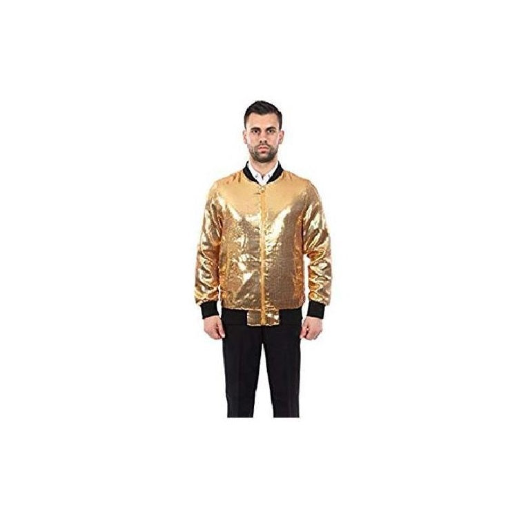 Mens Jacket Slim Fit Sequin Pattern Gold Blazer Bomber Jacket – OvercoatUSA