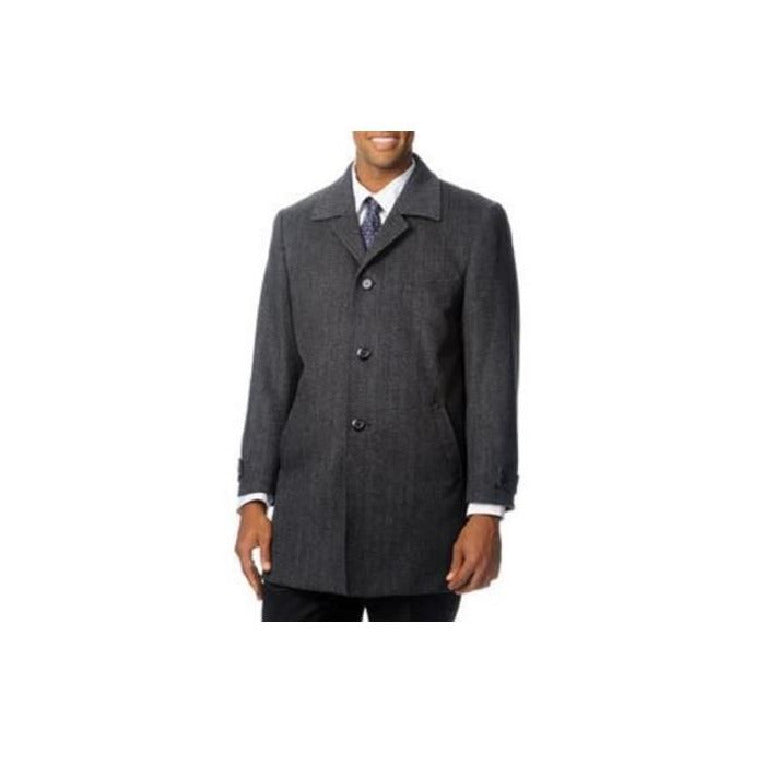 Mens Single Breasted Herringbone Tweed Cashmere Grey Topcoat – OvercoatUSA