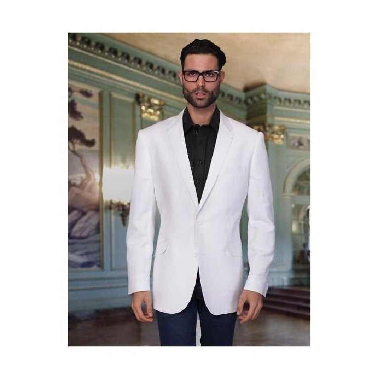 Mens Two Button Linen Fabric Jacket Blazer Sport coat White – OvercoatUSA