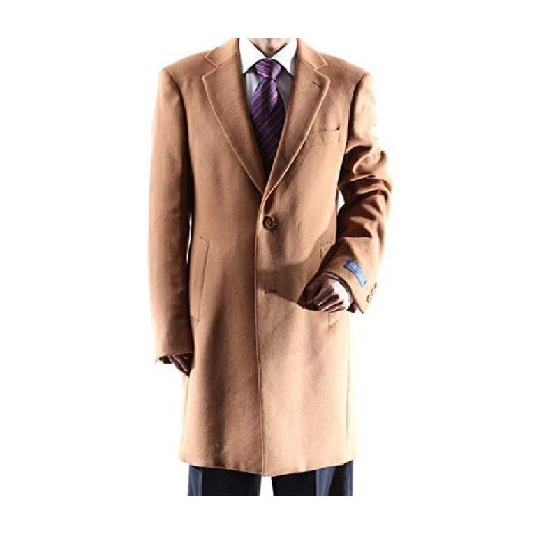 Mens Two Button Single Breasted 3/4 Length Camel Topcoat – OvercoatUSA