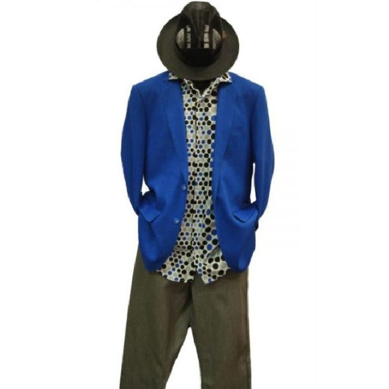 Mens Two Buttons Notch Lapel Cobalt Linen Royal Blue Blazer – OvercoatUSA