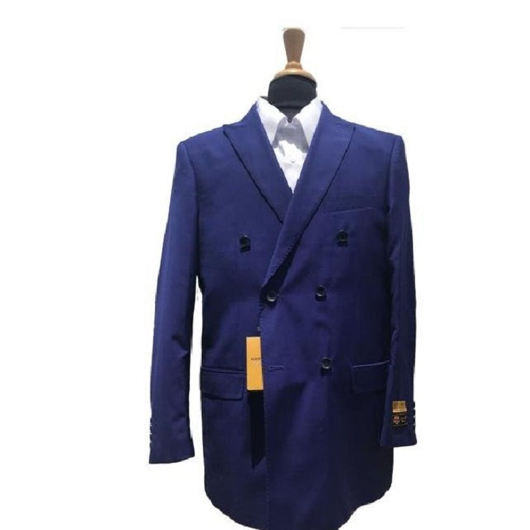 Mens Wool Double Breasted Indigo~Bright Blue~Cobalt Blue~Teal – OvercoatUSA