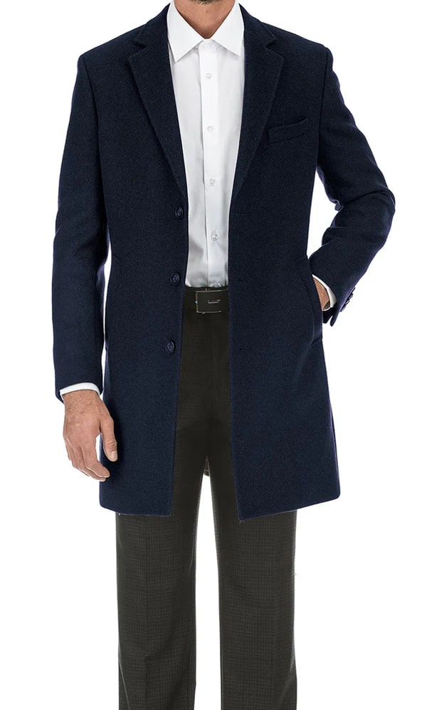 Navy Fall/Winter Essential Slim Fit Overcoat Wool Blend – OvercoatUSA