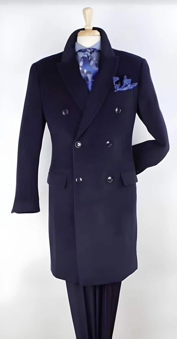 Navy Blue Overcoat - Blue Winter - Wool Fabric Double Breasted Topcoat ...
