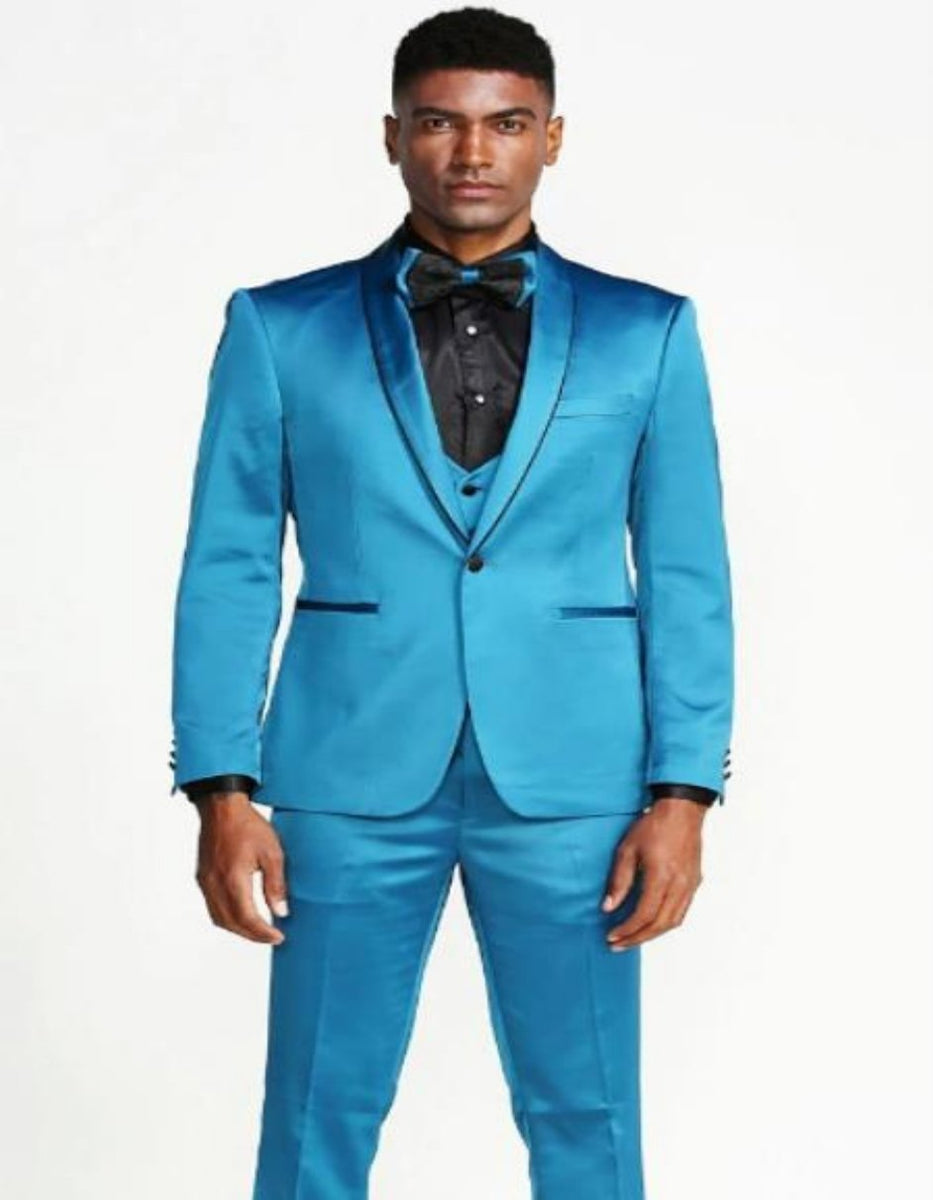 Teal Tuxedo - Teal Prom Suits - Matching Bow Tie - Teal Prom Tuxedos J ...