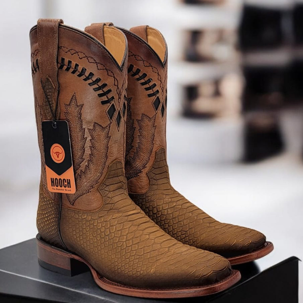 Oryx Snake Print Boots Square Toe – OvercoatUSA