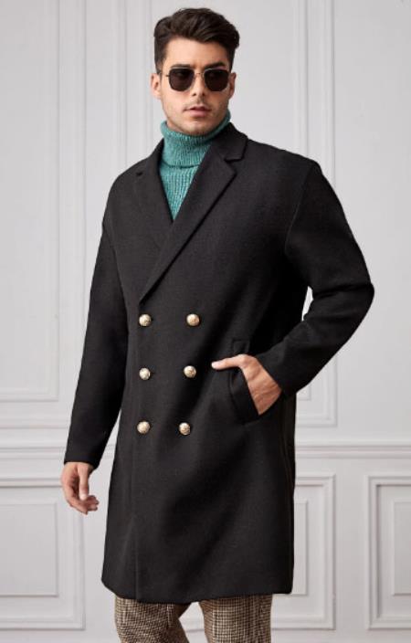 Men Lapel Collar Double Breasted Overcoat – OvercoatUSA