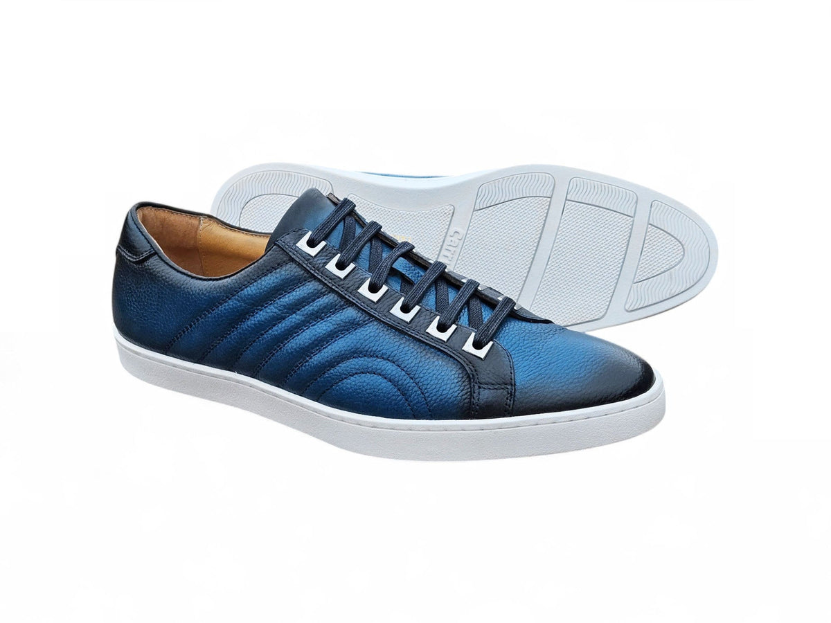 Primo Hand Burnished Leather Sneakers – OvercoatUSA