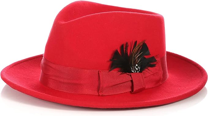 Gangster 100% Australian Wool Crushable Mens Fedora Hat - Removable Fe ...