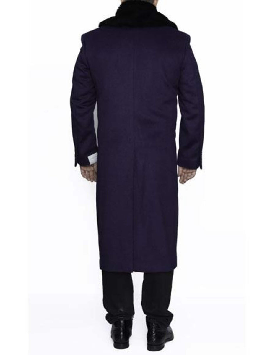 Mens Overcoat Mens Purple 3 Button Dress Coat - Three Quarter 34 Inch ...