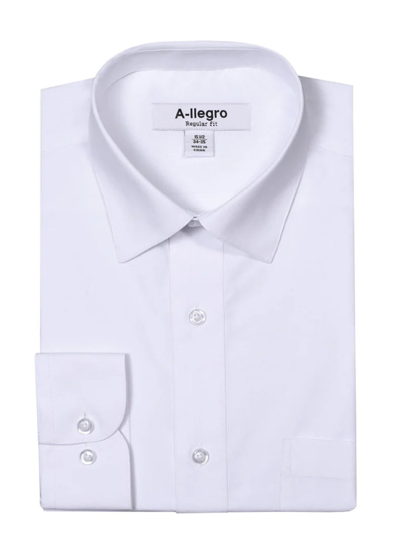 Classic Regular Fit Cotton Convertible Cuff Dress Shirt In White ...