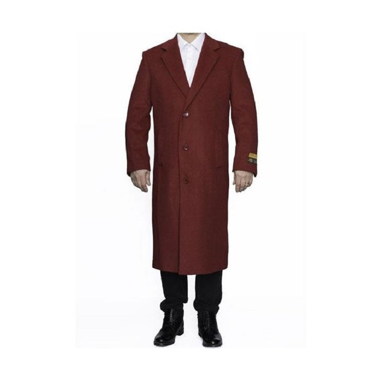 Red Big And Tall Three Button Wool Overcoat – OvercoatUSA