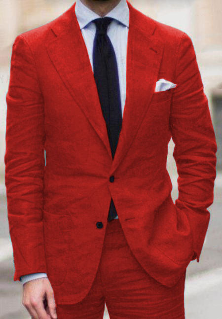 Red Linen Suit - Red Linen Suit - Red Tiffany Color – OvercoatUSA