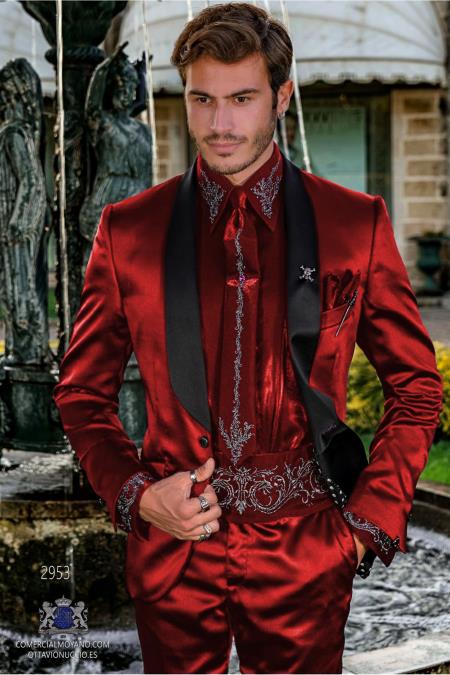 Sateen Fabric Suit - Shiny Tuxedo - Prom Suit - Groom Tuxedos - Red ...
