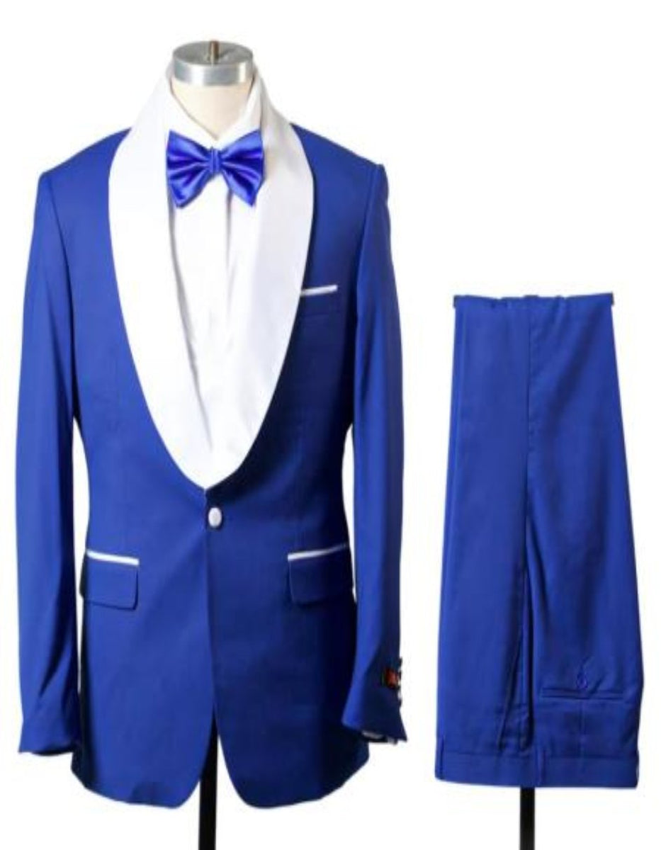Blue Prom Suit For Men - Blue Homecoming Tuxedo -Vest Royal And White ...