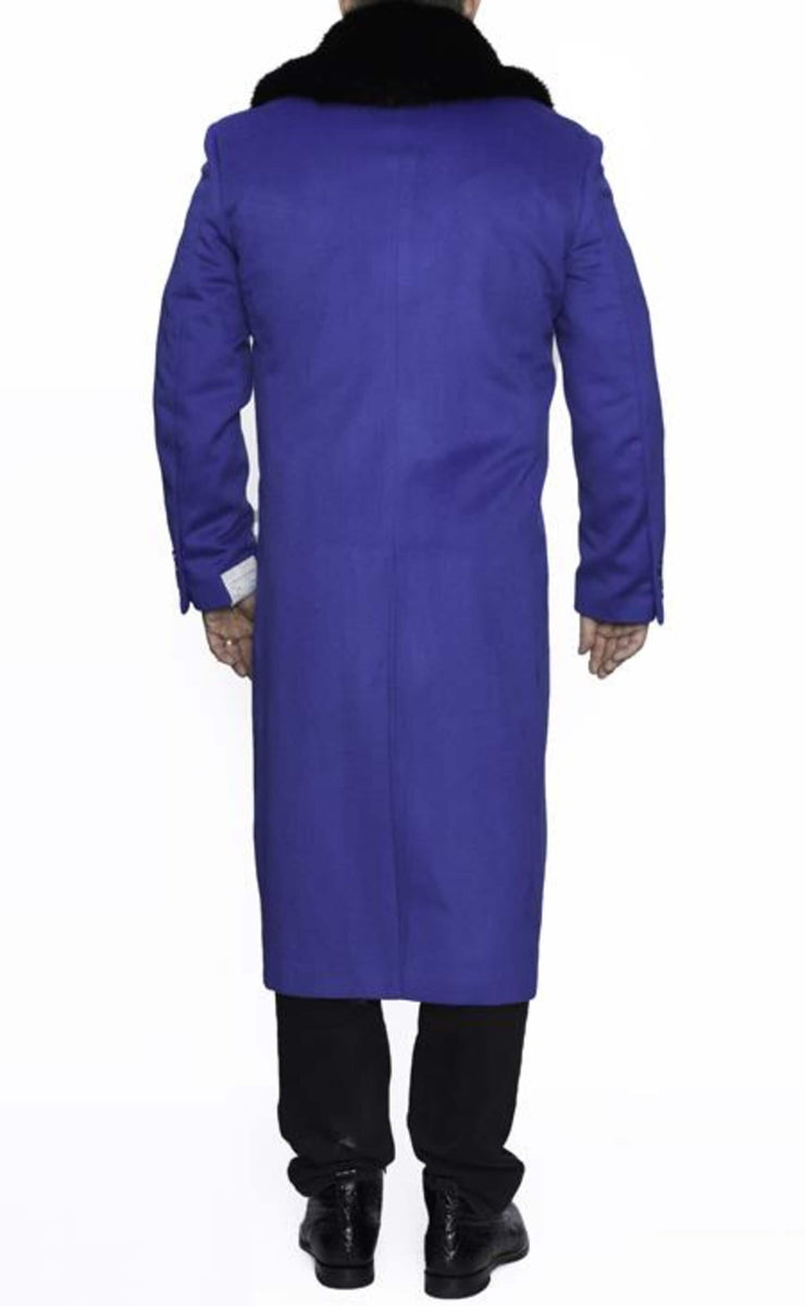 Removable Fur Collar Full Length Ankle length Wool Dress Top Coat / Ov ...