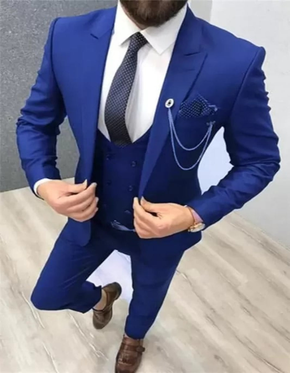 New Royal Blue Groomsmen Dress Suits Three Piece Prom Suits for Men ...