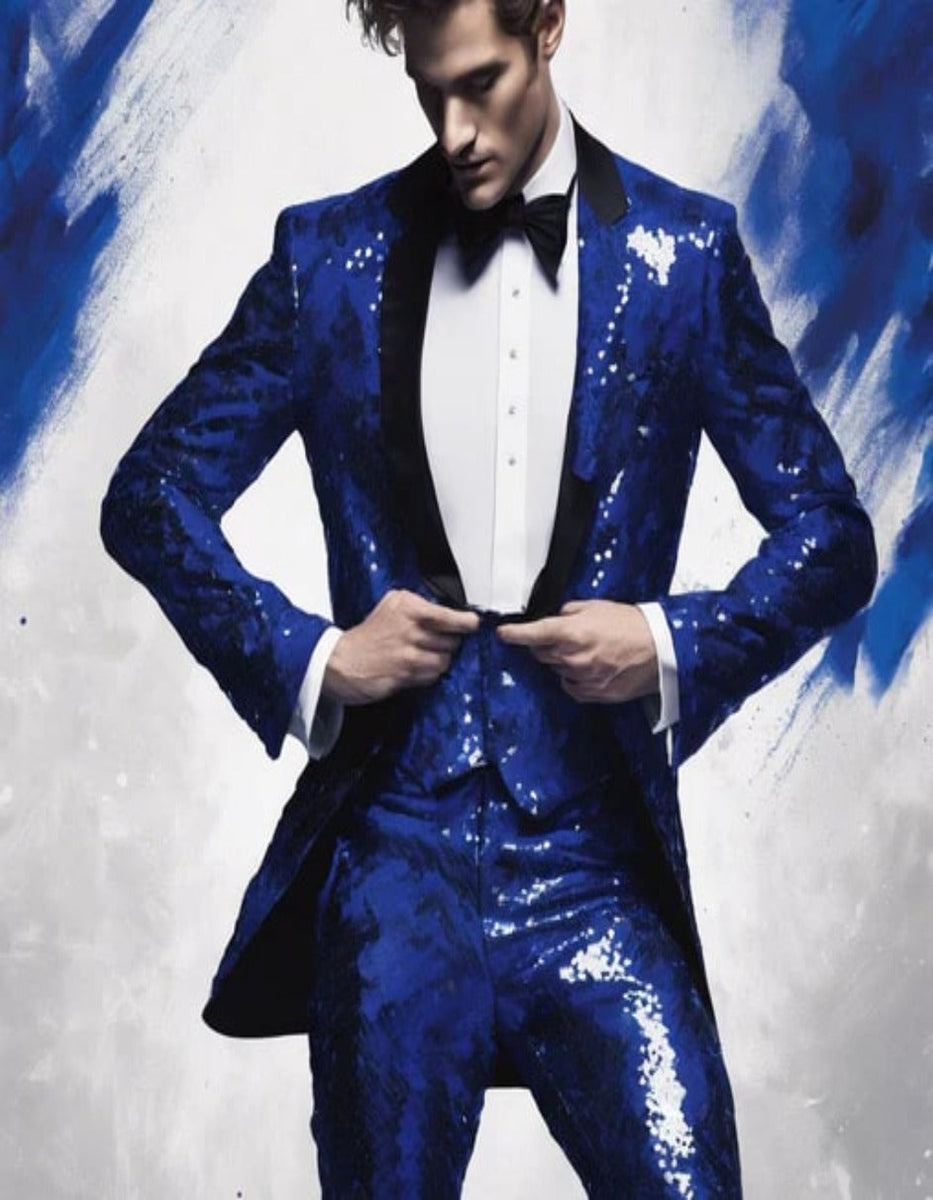 Mens Sequin Suit - Sparkly Suit - Royal Blue Glitter Suit – OvercoatUSA