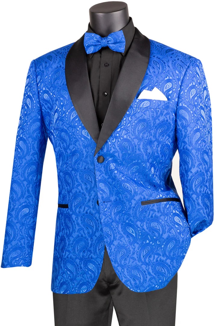 Mens Royal Blue Tuxedo - Mens Paisley Jacquard Prom Royal Tuxedo ...
