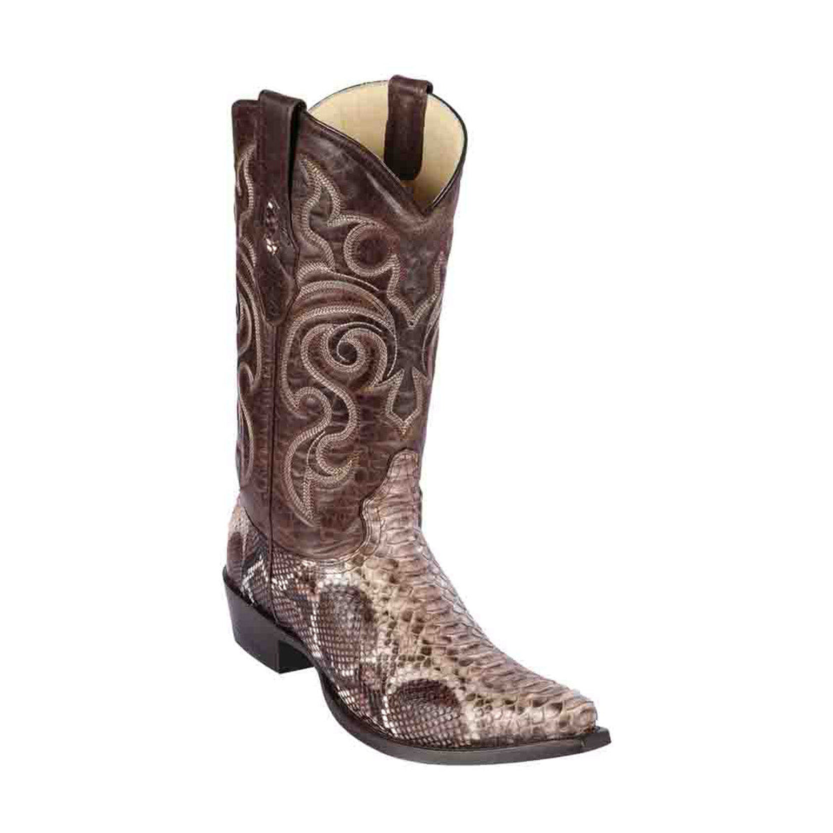 Los Altos Men's Rustic Brown Genuine Python Snakeskin Snip Toe Boots ...