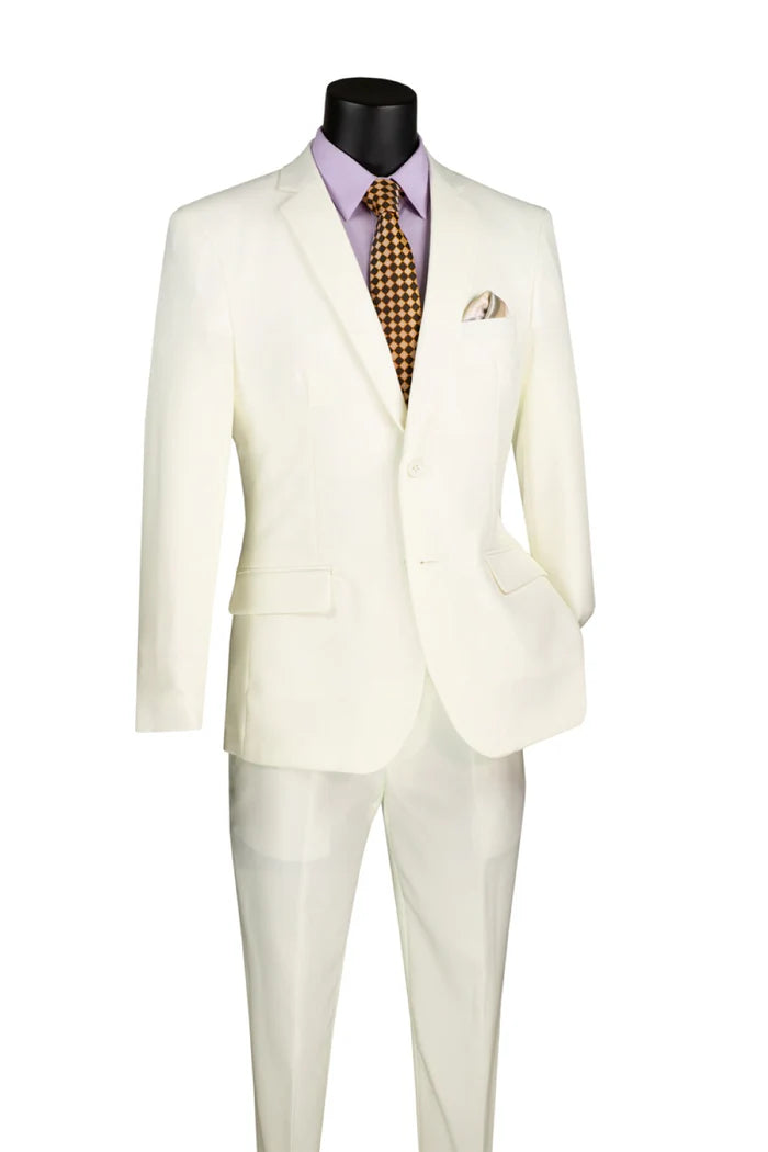 Ivory Slim Fit Men's 2 Piece Business Suit 2 Button – OvercoatUSA