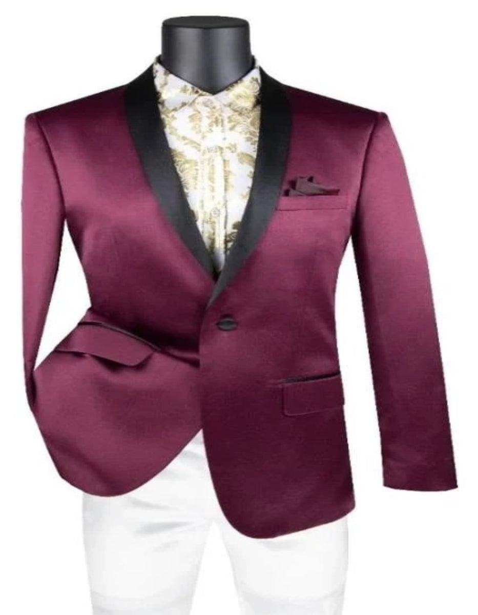 Burgundy Tuxedo - Maroon Burgundy Color - Shiny Suit - Sharkskin Tuxed ...