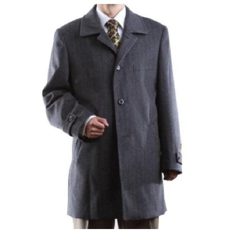 Single Breasted Gray Three-quarter Wool Cashmere Topcoat – OvercoatUSA
