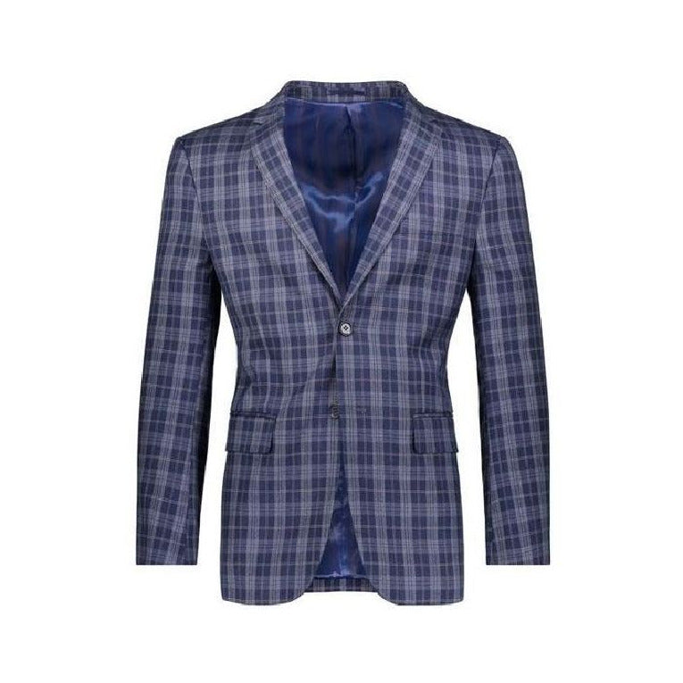 Slim Fit Navy Plaid ~ Windowpane ~ Checker Mens Blazer – OvercoatUSA