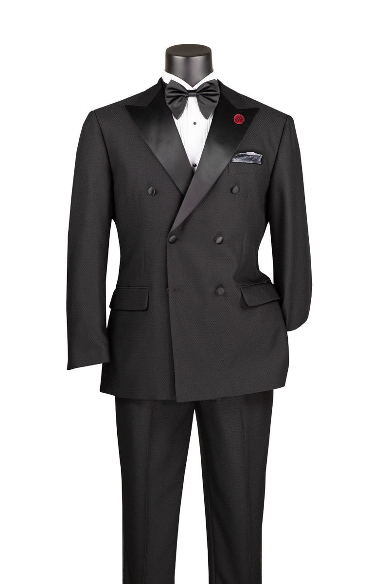 Modern Fit Black 2 Piece Double Breasted Tuxedo Adjustable Waistband w ...