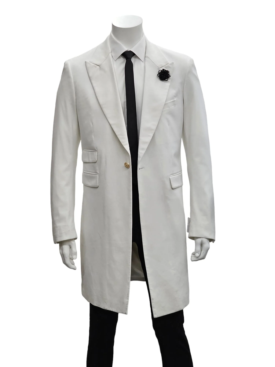 Mens White Velvet Victorian Tailcoat Tuxedo – Three Quarter Length Cut ...