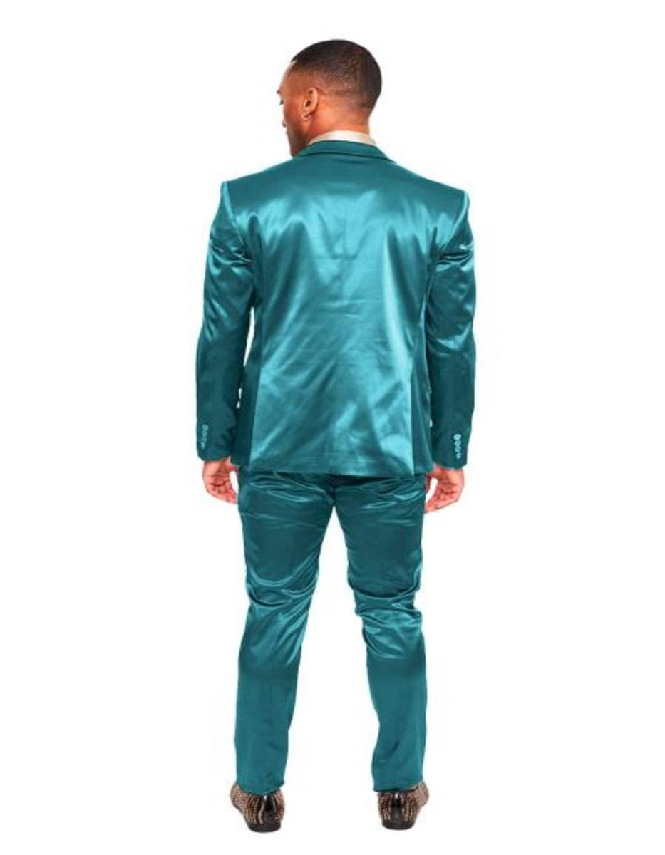 Mens Two Buttons Peak Lapel Suit Turquoise – OvercoatUSA