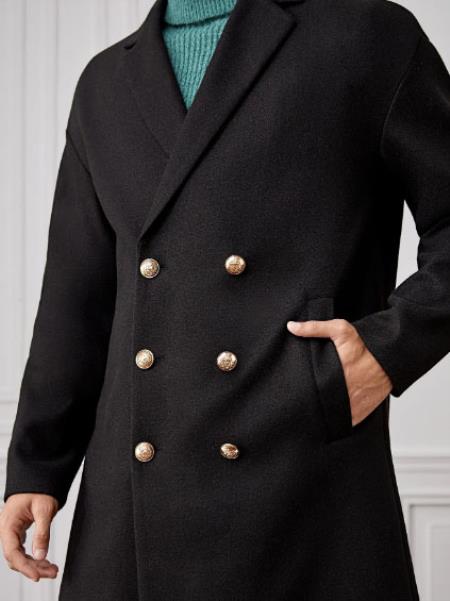 Men Lapel Collar Double Breasted Overcoat – OvercoatUSA