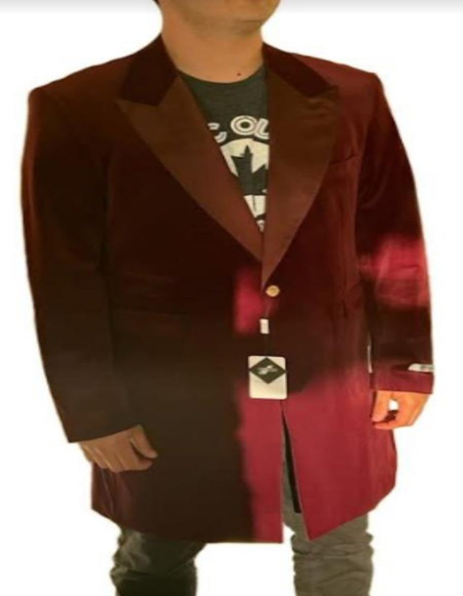 Burgundy Tuxedo - Maroon Burgundy Color - Velvet Tuxedo - Three Quarte ...