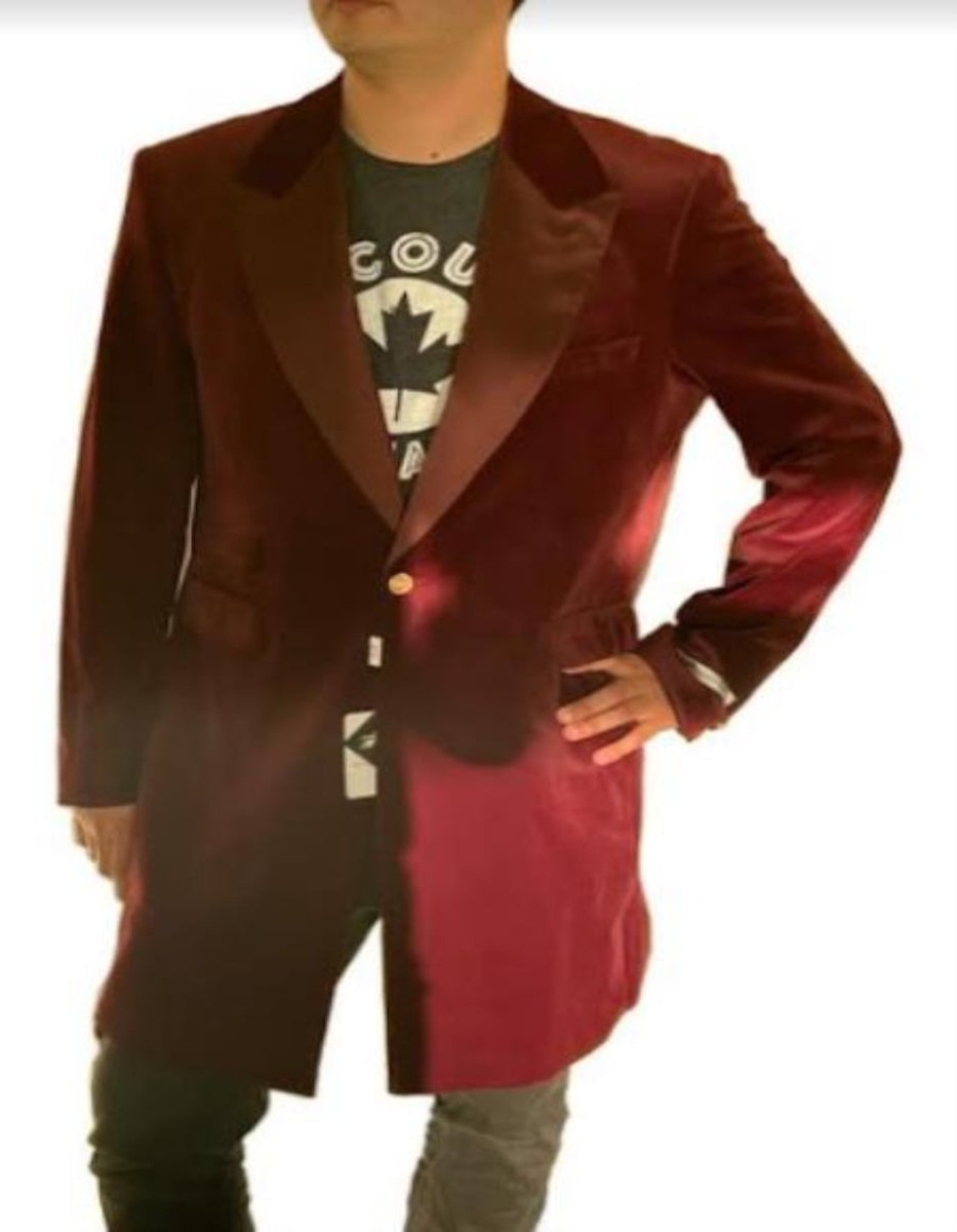 Burgundy Tuxedo - Maroon Burgundy Color - Velvet Tuxedo - Three Quarte ...