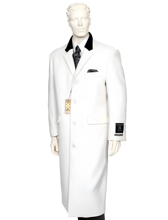 Mens White One Chest Pocket Full Length Coat Duster Maxi Coat – OvercoatUSA