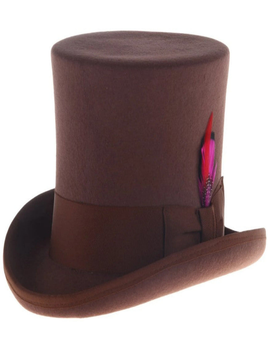 Brown Dress Hat 1920s Fedora Style - Men's Tall 100% Wool Dress Top Ha ...