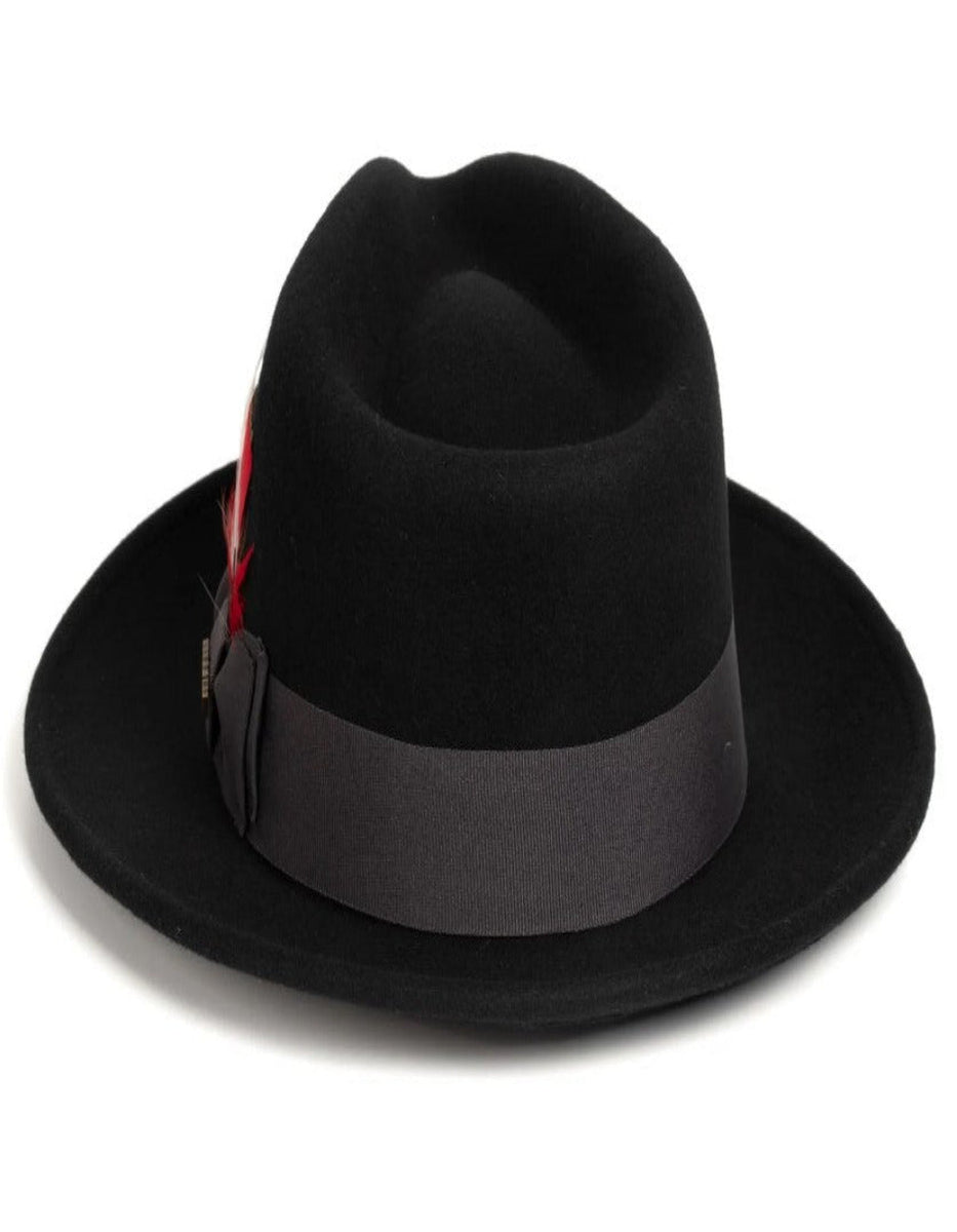 Black Dress Hat 1920s Fedora Style - Mens Classic Wool Fedora Dress Ha ...