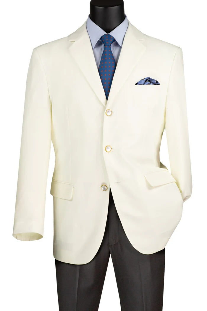 Ivory Regular Fit 3 Button Blazer – OvercoatUSA