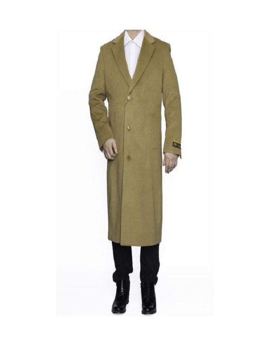 Mens Camel Big And Tall Full Length Wool Overcoat – OvercoatUSA