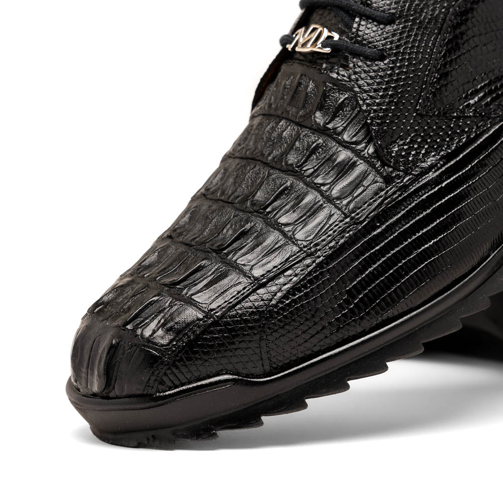 Marco Di Milano Crater Black Caiman Crocodile & Lizard Sneakers ...