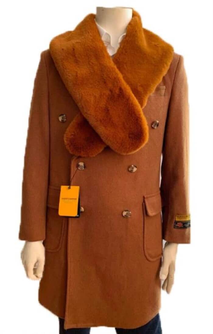 Double Breasted Three Quarter men's Overcoat - Wool And Cashmere Peaco ...