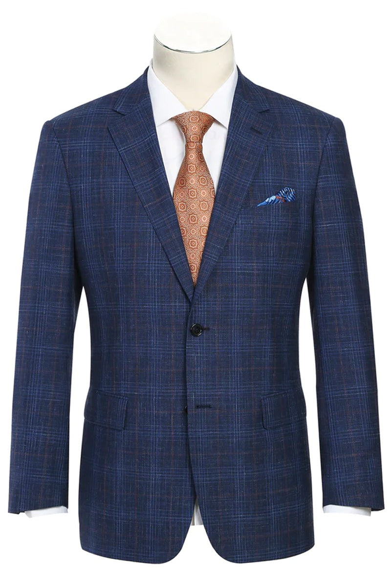 Mens Big And Tall Blue Windowpane Wool Overcoat: Outerwear Coat ...