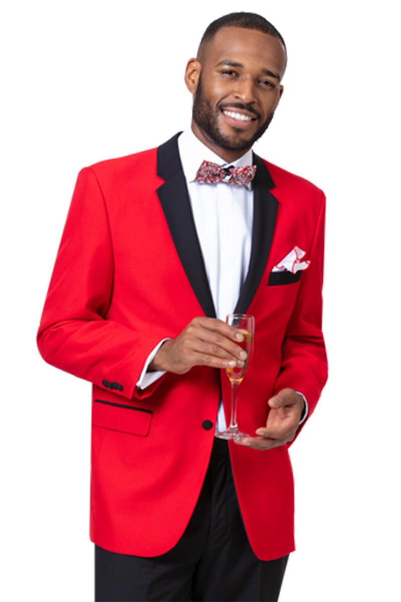 EJ Samuel Men's Red Modern Tux w/ Black Lapel - 2-Button Fit – OvercoatUSA