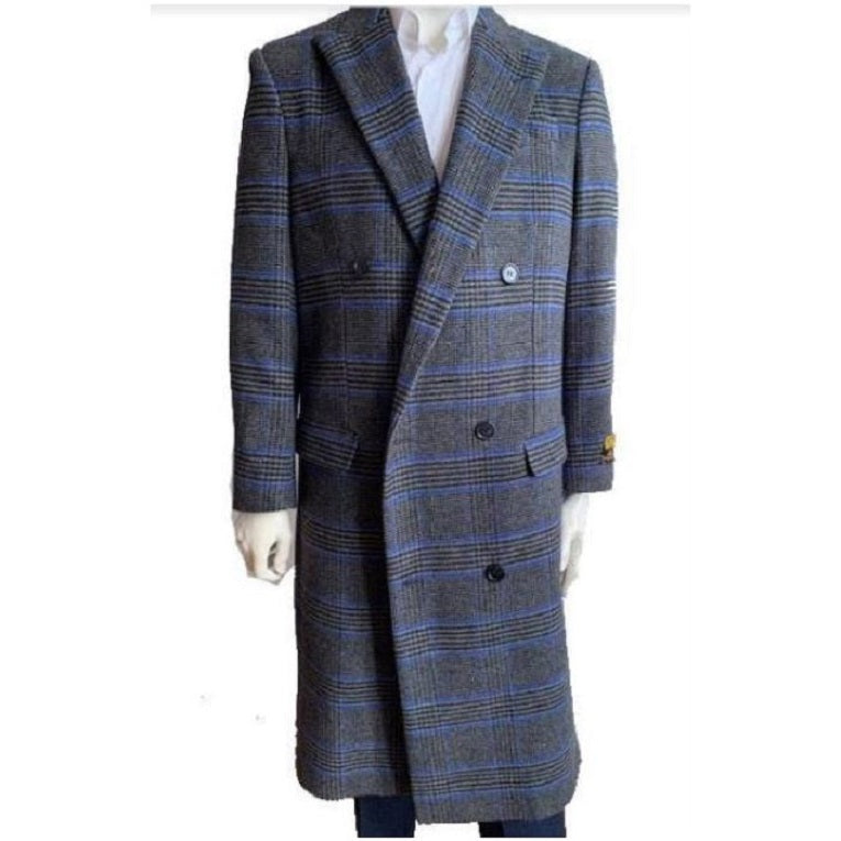Glain Plaid - Windowpane - Double Breasted Mens Overcoat – OvercoatUSA