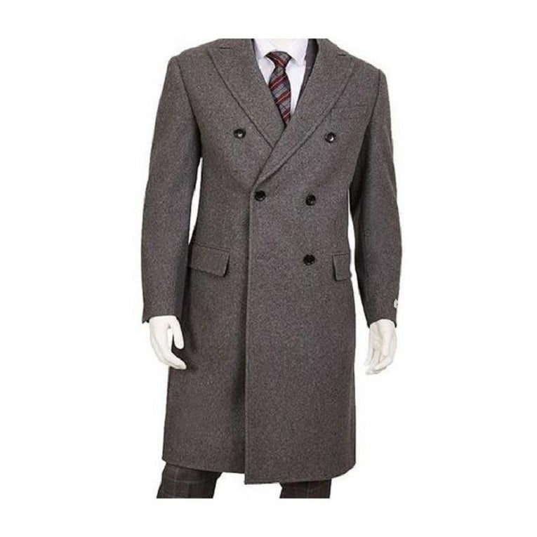 Mens Dress Coat Gray Double Breasted Five Button Wool ~ Poly Blend ...