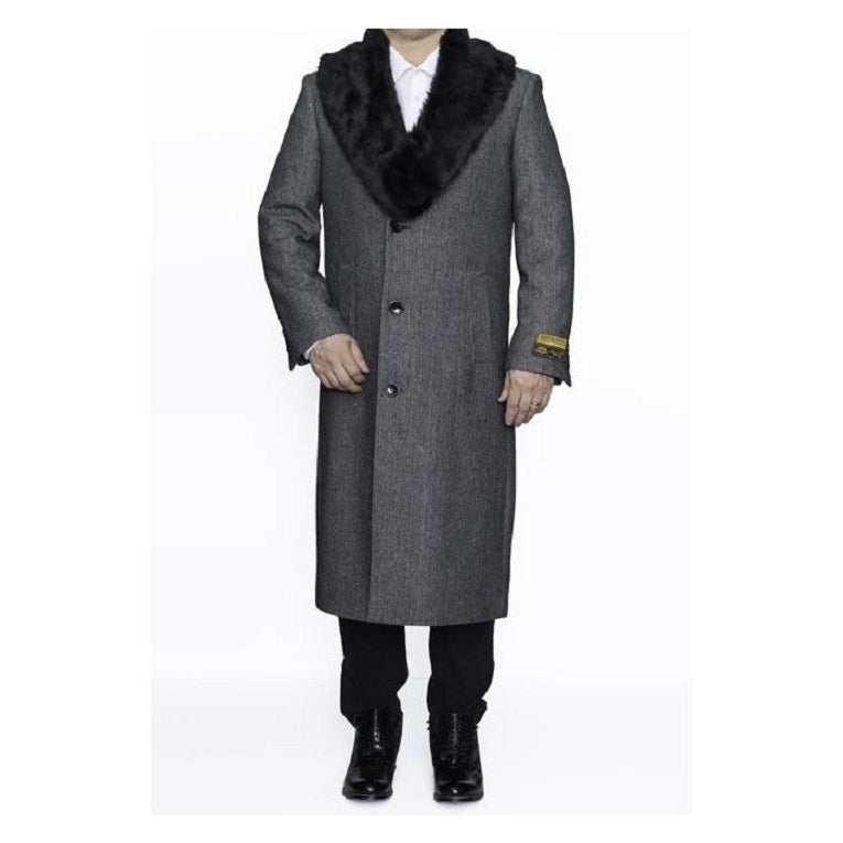 Grey Three Button Big And Tall Notch Lapel Overcoat – OvercoatUSA