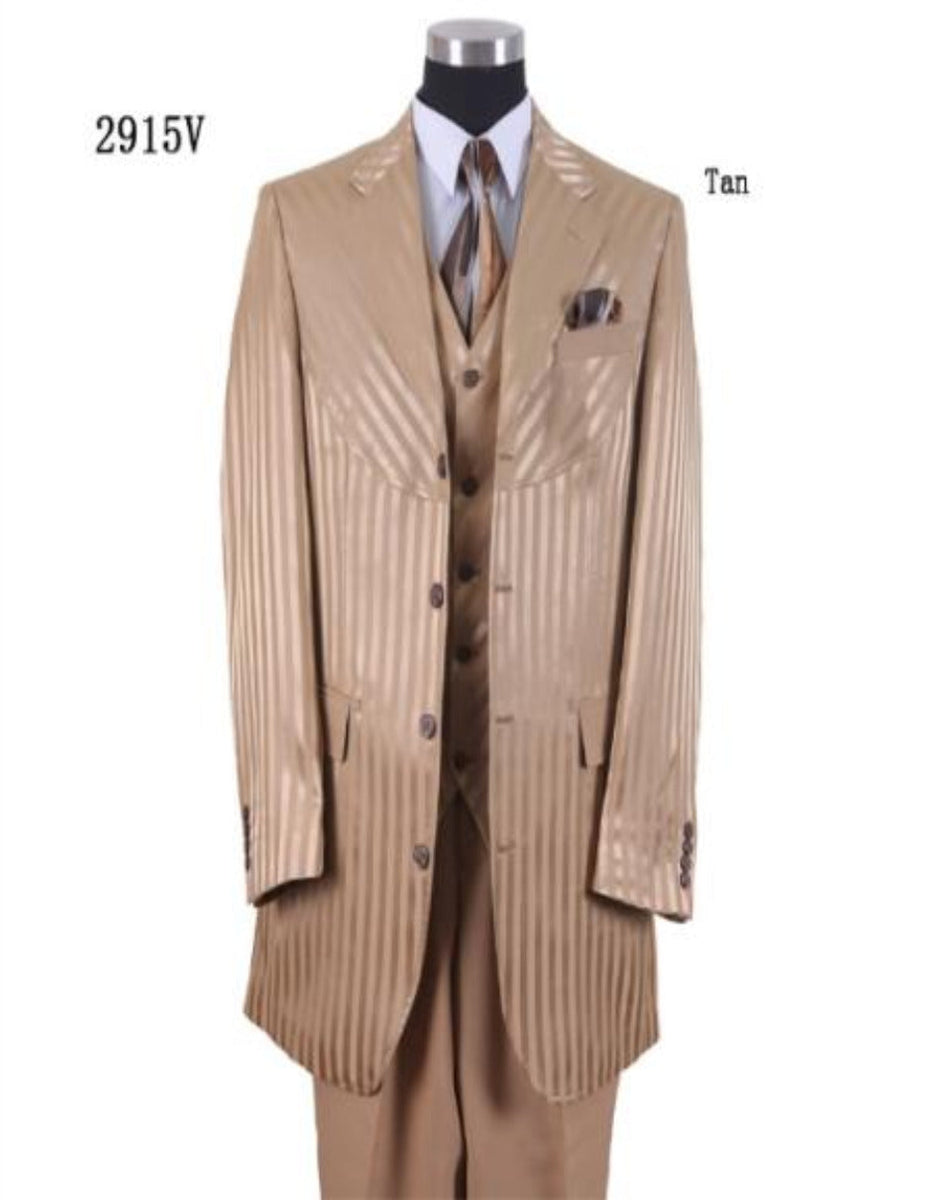 Tone On Tone - Shiny Fabric Tan Suit – OvercoatUSA